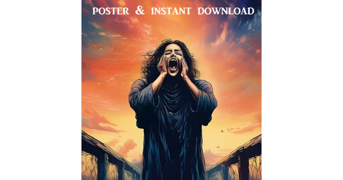 Emotive Figure Screaming on a Sunset Bridge | Poster | Zazzle