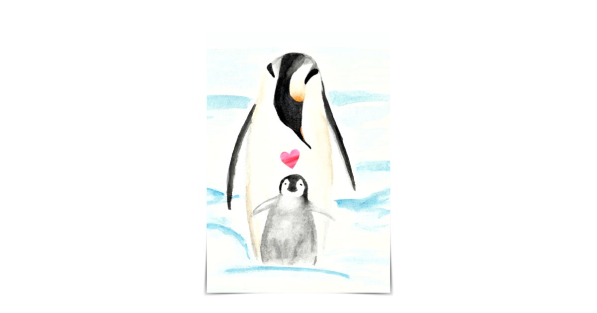 Emperor Penguin Watercolour Adoption Day Card | Zazzle