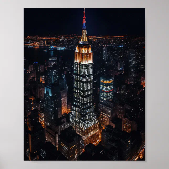 Empire State Building Lit up at Night Poster | Zazzle