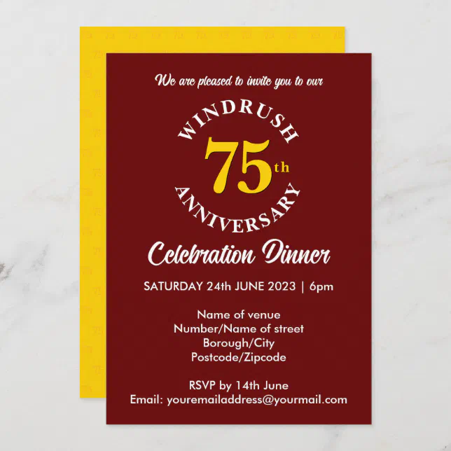 Empire Windrush Generation 75th Anniversary Invitation | Zazzle