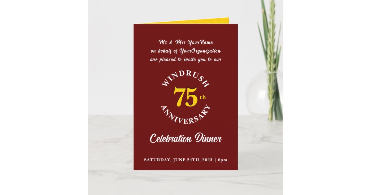 Empire Windrush Generation 75th Anniversary Invitation | Zazzle