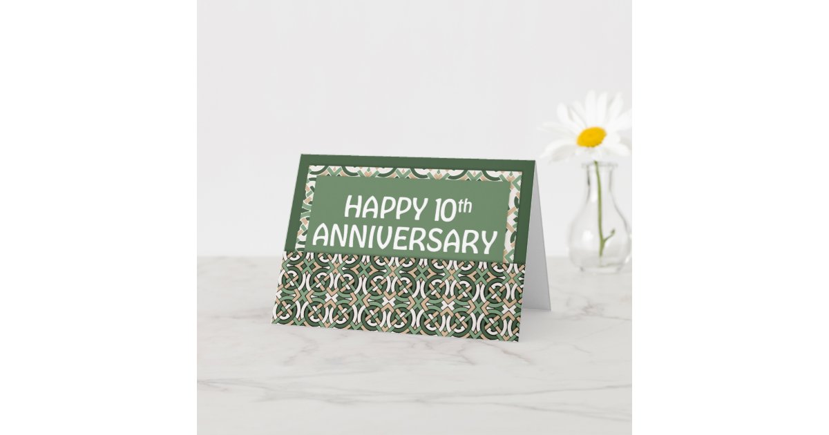 Employee 10th Anniversary Green Pattern Card | Zazzle