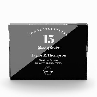 Employee 15 years of service Custom logo Acrylic Award | Zazzle