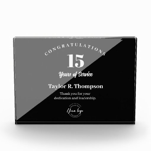 Employee 15 years of service Custom logo Acrylic Award | Zazzle