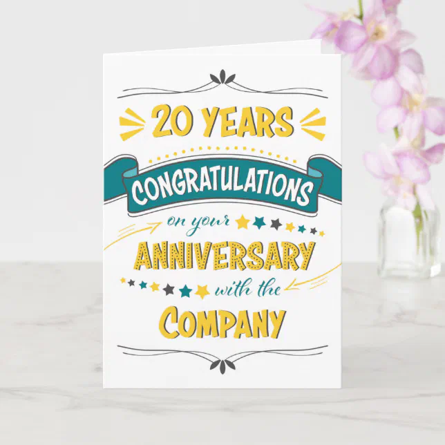 Employee 20th Anniversary Congratulations Word Art Card | Zazzle
