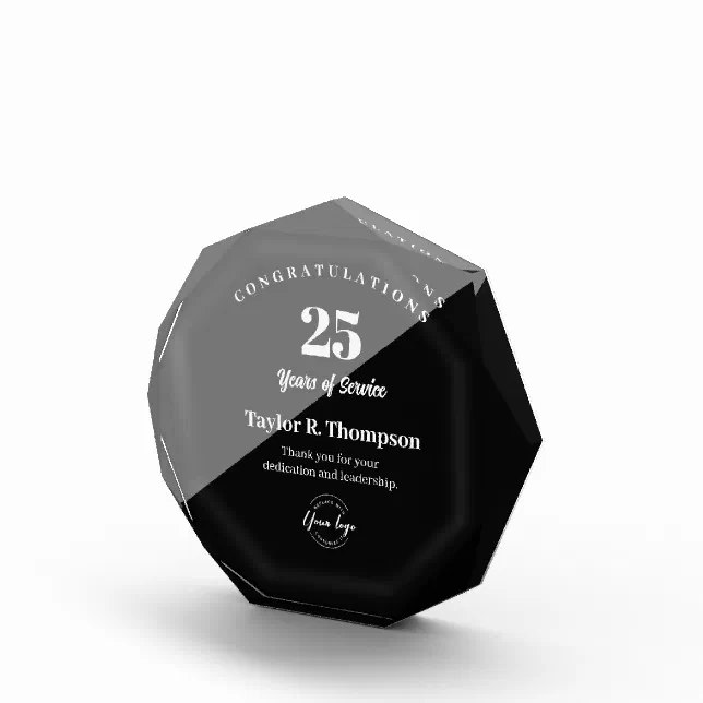 Employee 25 years of service Custom logo Acrylic Award | Zazzle
