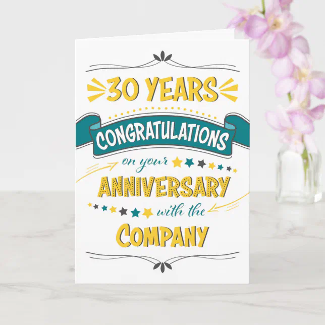 Employee 30th Anniversary Congratulations Word Art Card | Zazzle