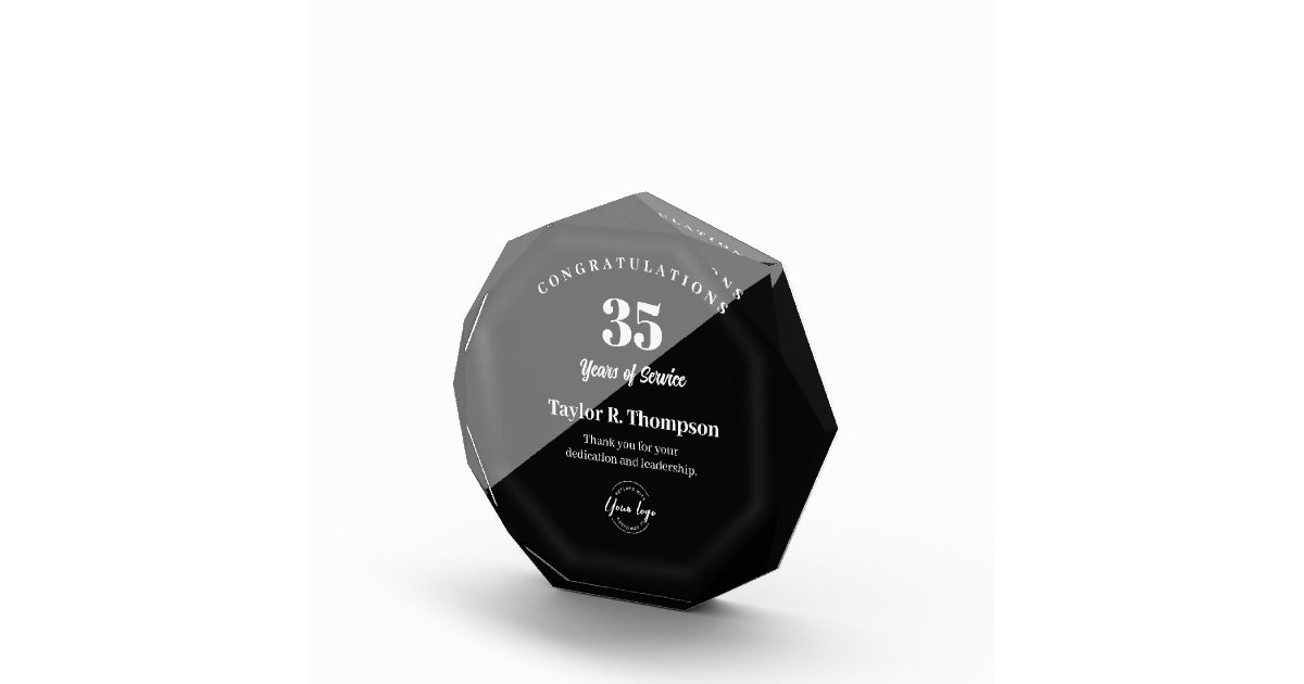 Employee 35 years of service Custom logo Acrylic Award | Zazzle
