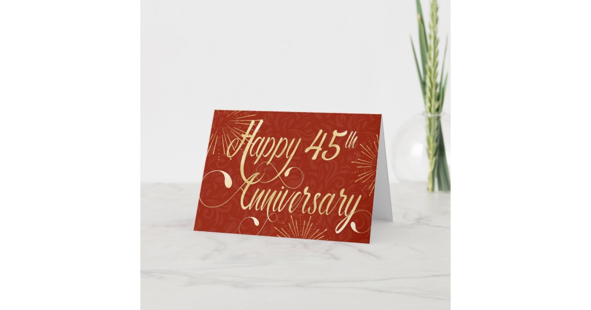 Employee 45th Anniversary - Swirly Text - Red Card | Zazzle.com