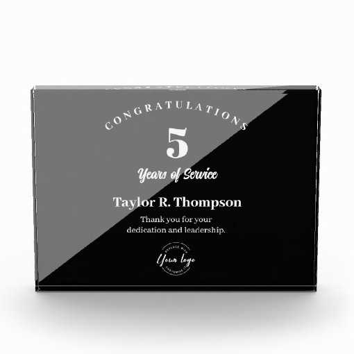 Employee 5 years of service Custom logo Acrylic Award | Zazzle