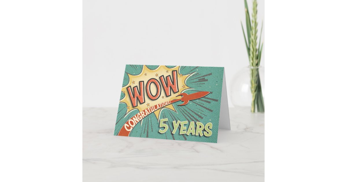 Employee 5th Anniversary Vintage Comic Book Style Card | Zazzle