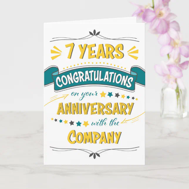 Employee 7th Anniversary Congratulations Word Art Card | Zazzle