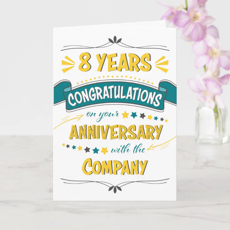 Employee 8th Anniversary Congratulations Word Art Card | Zazzle