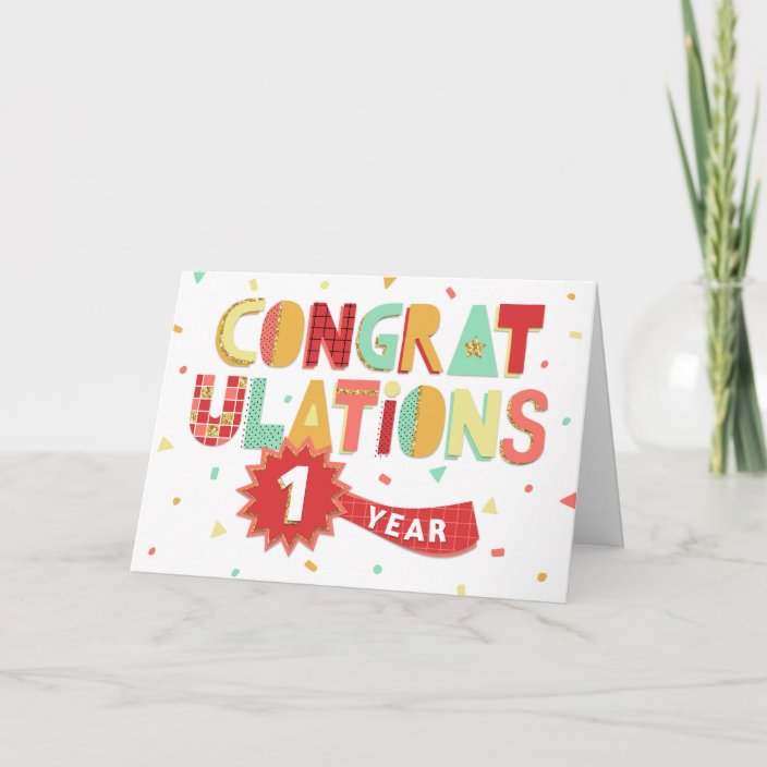 Employee Anniversary 1 Year Fun Congratulations Card | Zazzle.com