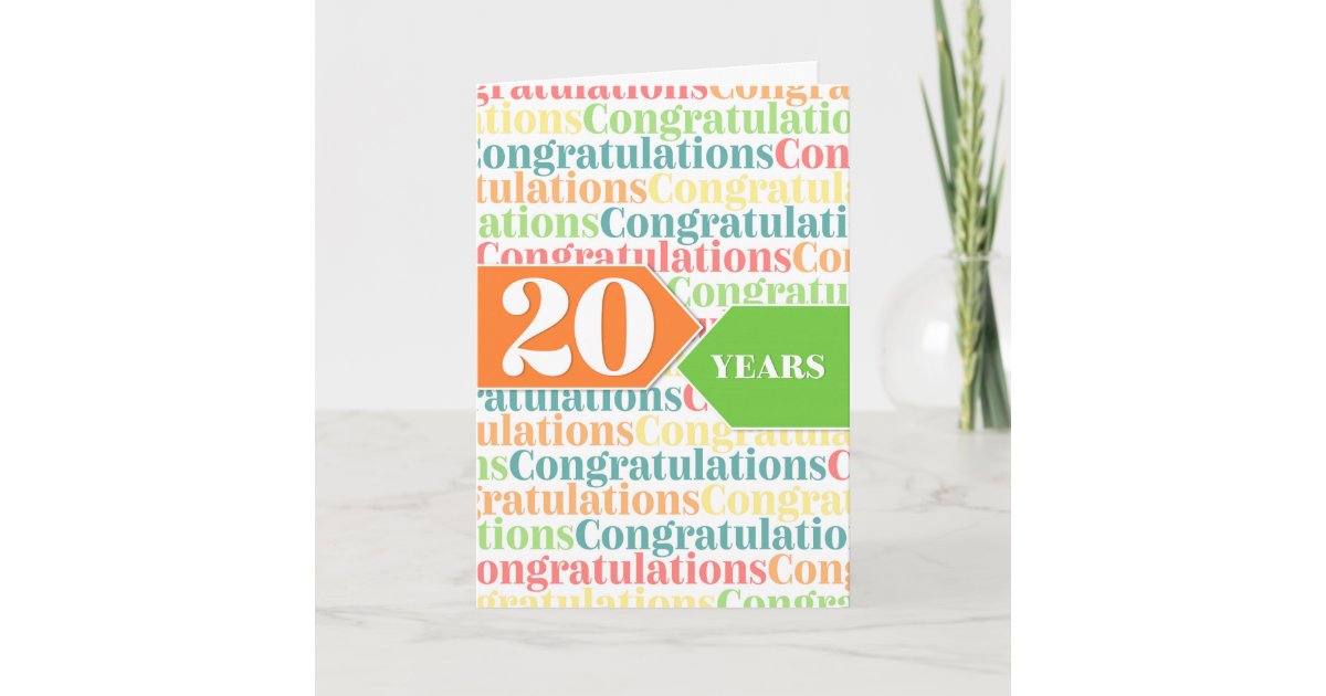 Employee Anniversary 20 Years Colorful Pattern Card | Zazzle.com