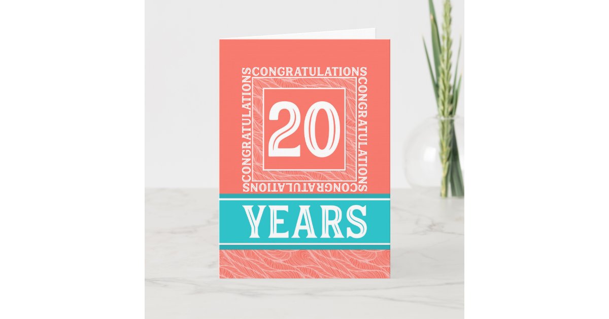 Employee Anniversary 20 Years - Decorative Card | Zazzle