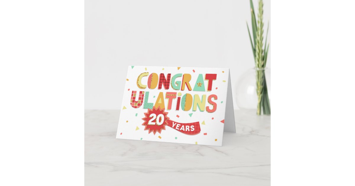 Employee Anniversary 20 Years Fun Congratulations Card | Zazzle.com