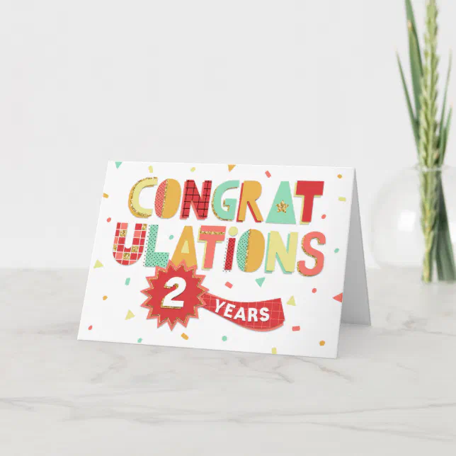 Employee Anniversary 2 Years Fun Congratulations Card | Zazzle