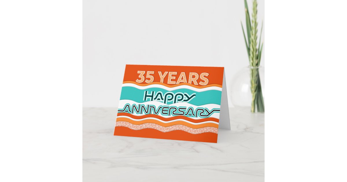Employee Anniversary 35 Years Colorful Waves Card | Zazzle.com
