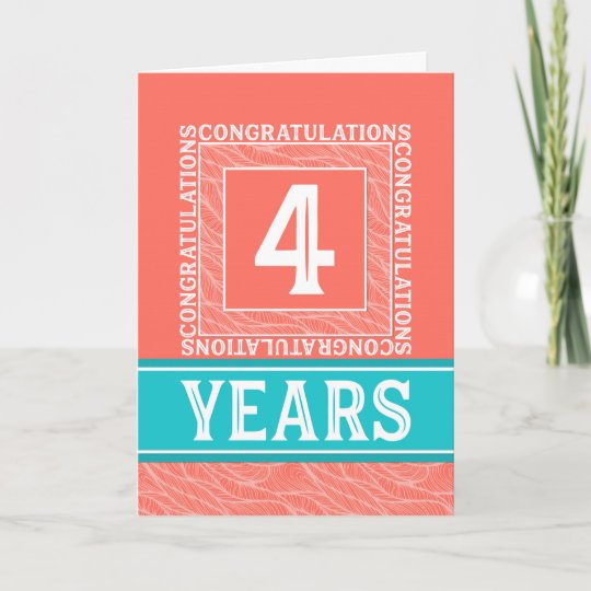 Employee Anniversary 4 Years - Decorative Card | Zazzle.com