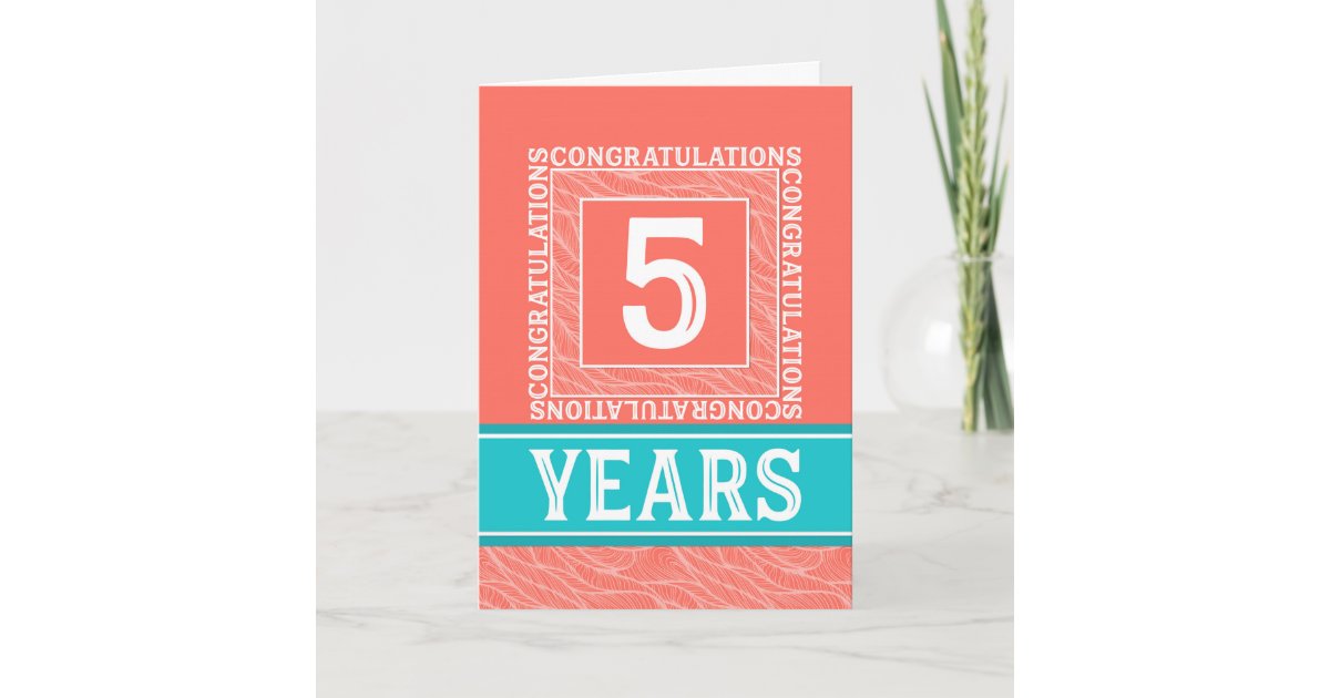 Employee Anniversary 5 Years - Decorative Card | Zazzle
