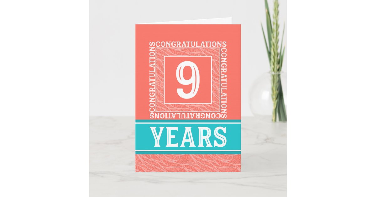 Employee Anniversary 9 Years - Decorative Card | Zazzle