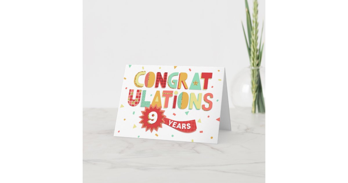 Employee Anniversary 9 Years Fun Congratulations Card | Zazzle