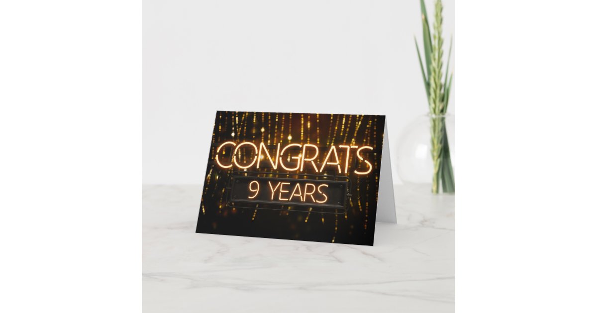 Employee Anniversary 9 Years - Neon Sign Card | Zazzle