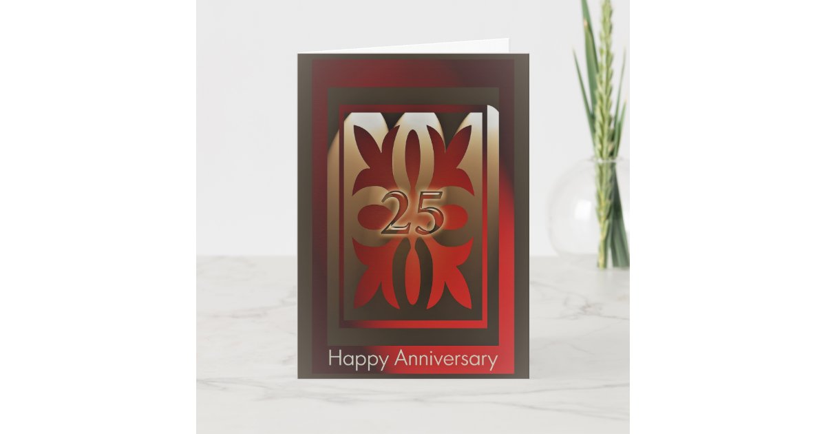 Employee Anniversary Cards 25 Years Red and Gold | Zazzle