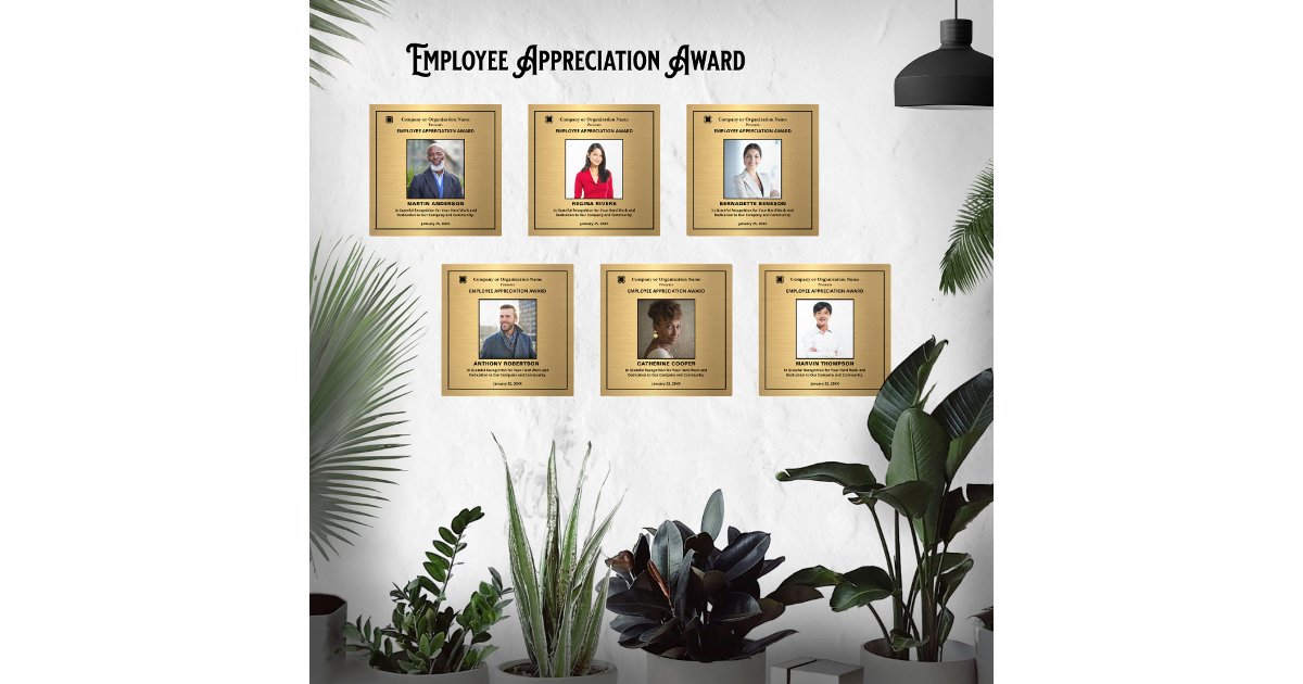 Employee Appreciation Award Recognition Gold Foam Core Photo Tile | Zazzle