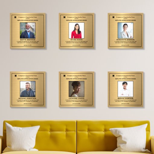 Employee Appreciation Award Recognition Gold Foam Core Photo Tile | Zazzle