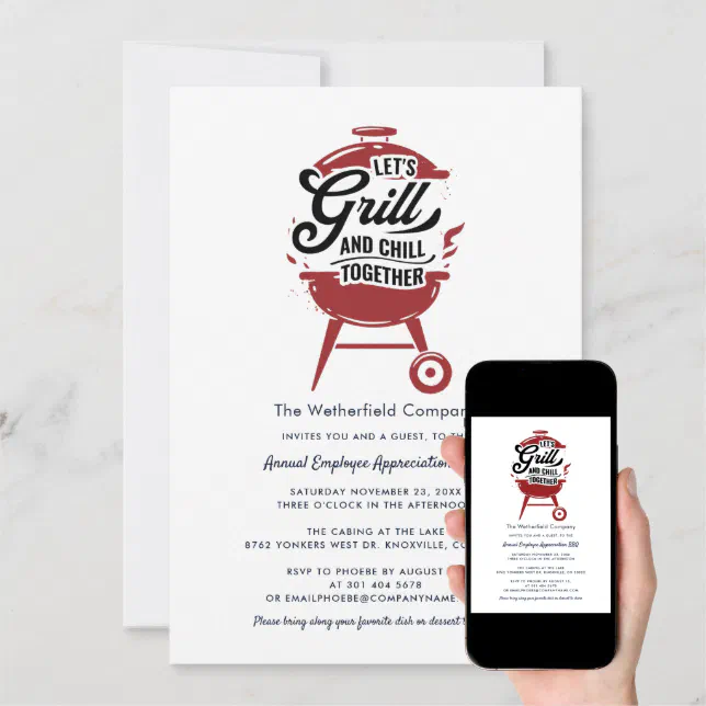 Employee Appreciation BBQ Grill and Chill Event Invitation | Zazzle
