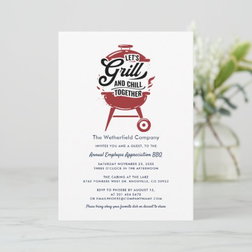 Employee Appreciation BBQ Grill and Chill Event Invitation | Zazzle