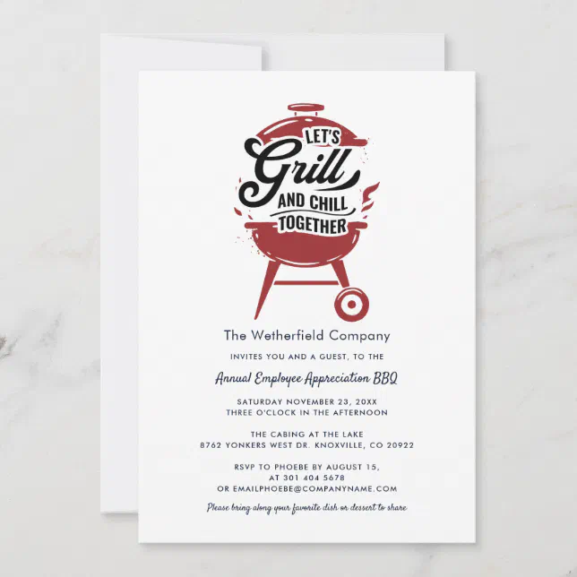 Employee Appreciation BBQ Grill and Chill Event Invitation | Zazzle