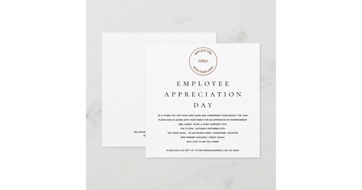 Employee Appreciation Day Business Logo Invitation | Zazzle
