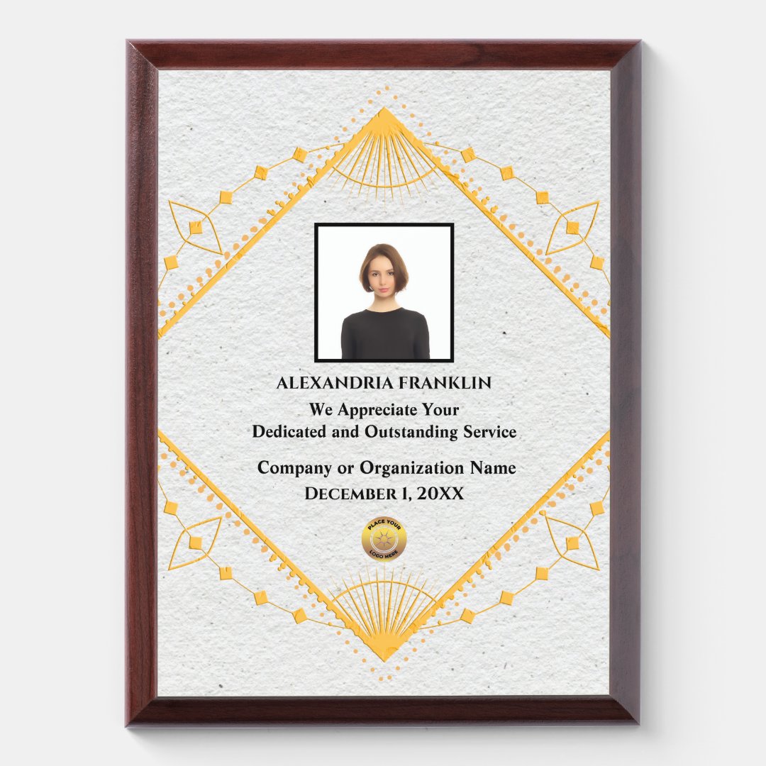 Employee Appreciation Photo Company Logo Custom Award Plaque | Zazzle