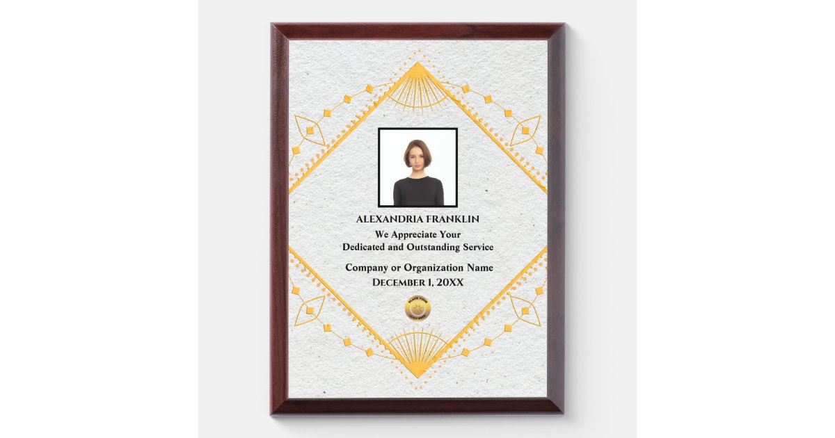 Employee Appreciation Photo Company Logo Custom Award Plaque | Zazzle