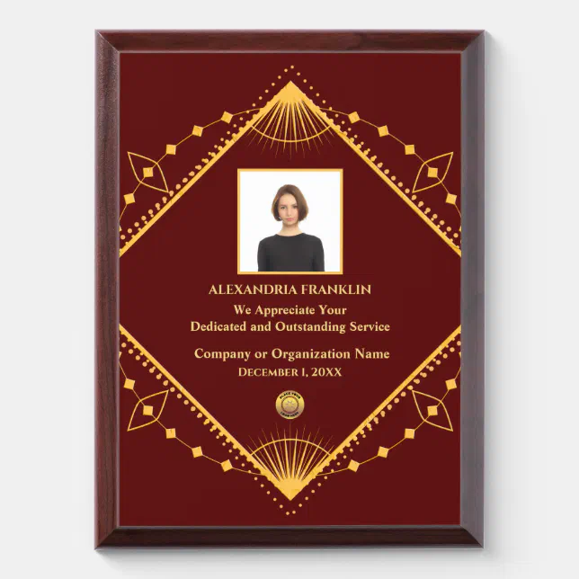 Employee Appreciation Photo Company Logo Custom Award Plaque | Zazzle