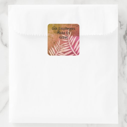 Employee Appreciation Pink Leaf Silhouette Office Square Sticker | Zazzle