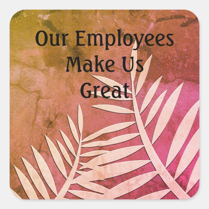 Employee Appreciation Pink Leaf Silhouette Office Square Sticker | Zazzle