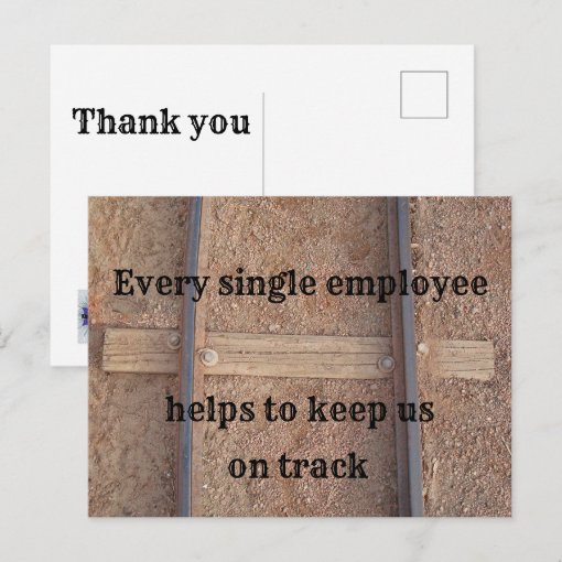 Employee Appreciation Thank You Business Railroad Postcard | Zazzle