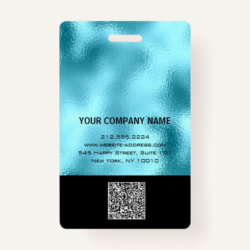 Employee Barcode Logo Name Scanner Vertical Blue Badge | Zazzle