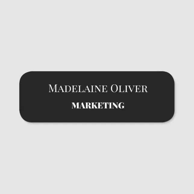 Employee Black White Simple Department Name Tag | Zazzle