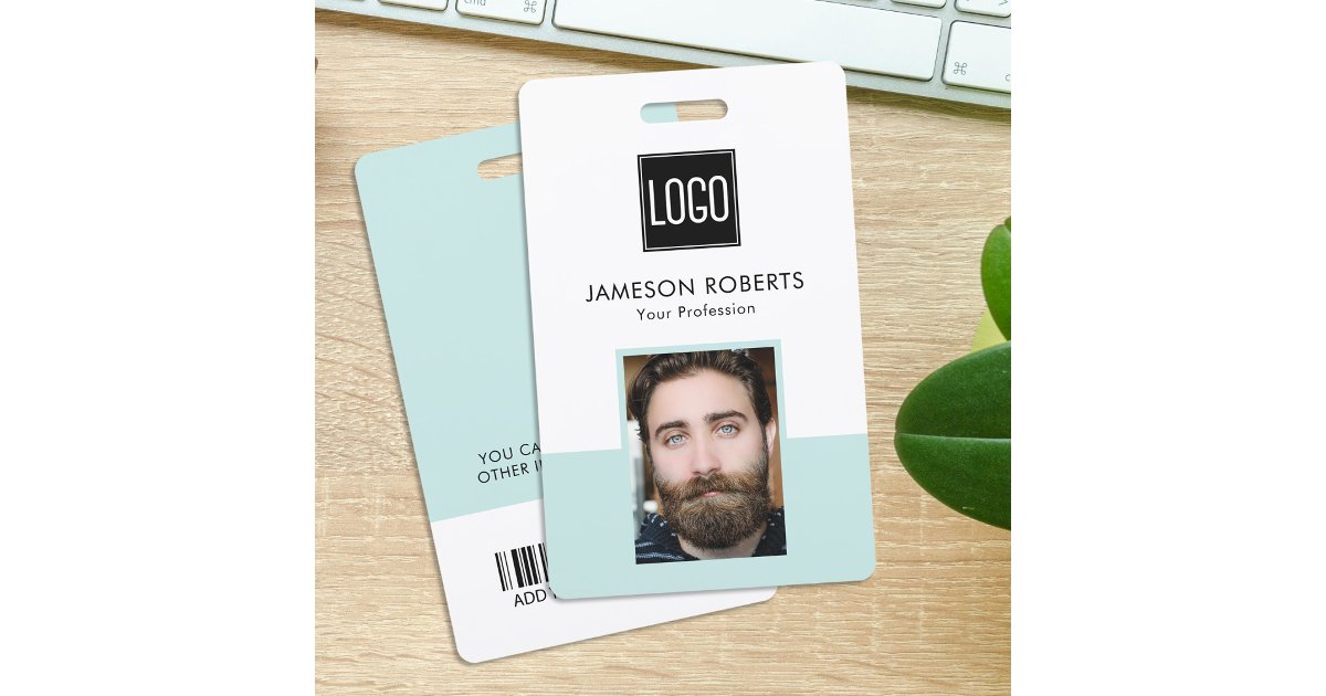 Employee Company ID Name, Logo, Photo Badge | Zazzle