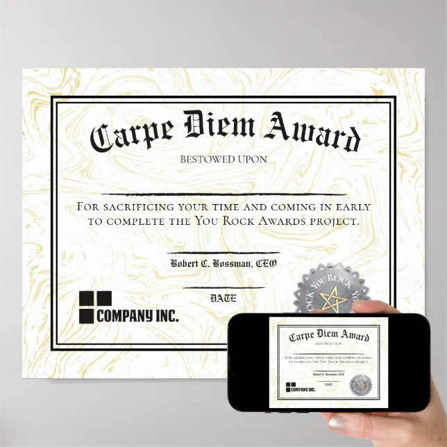 Employee engagement coming early award certificate poster | Zazzle