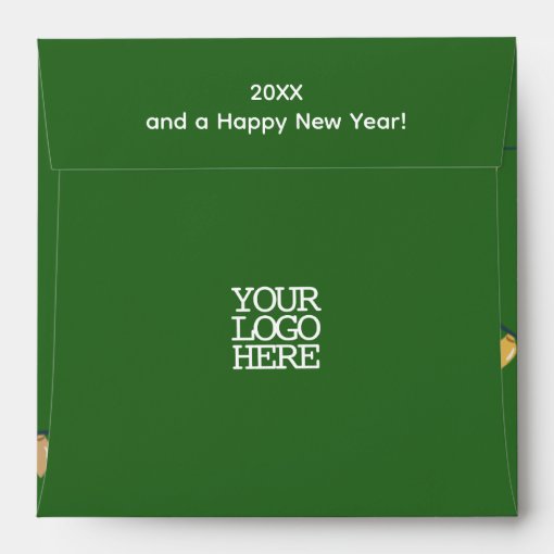 Employee Gift Card Holidays Add Logo Lights Green Envelope | Zazzle