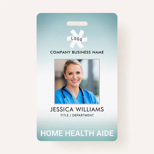 Employee Green Gradient Editable Occupation Photo Badge | Zazzle