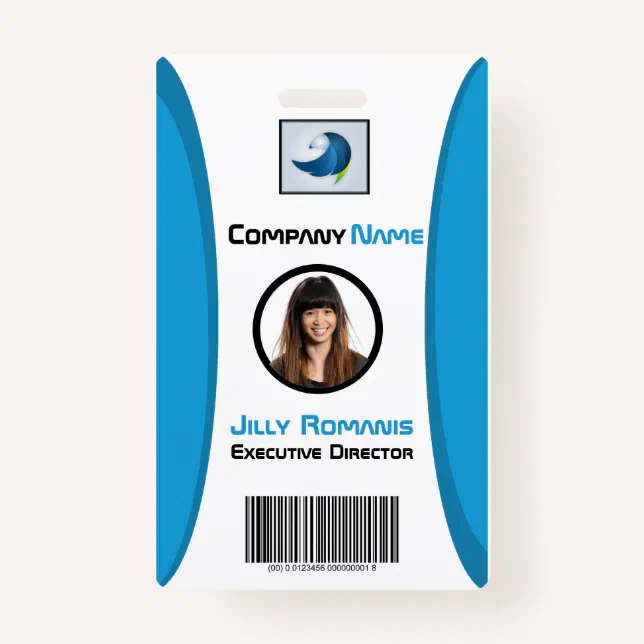 Employee ID Badge Modern Teal Vertical Design | Zazzle
