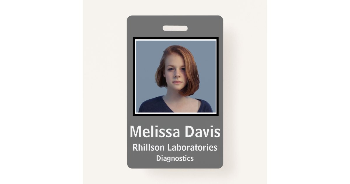 Employee ID Badge Steel Gray Vertical Design | Zazzle
