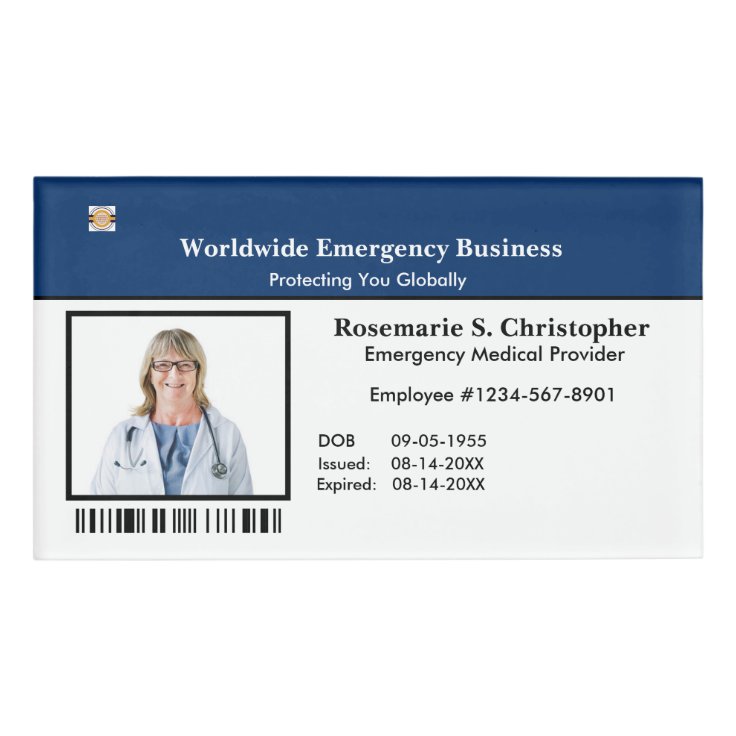 Employee ID Identification Card Bar Code Photo Name Tag | Zazzle